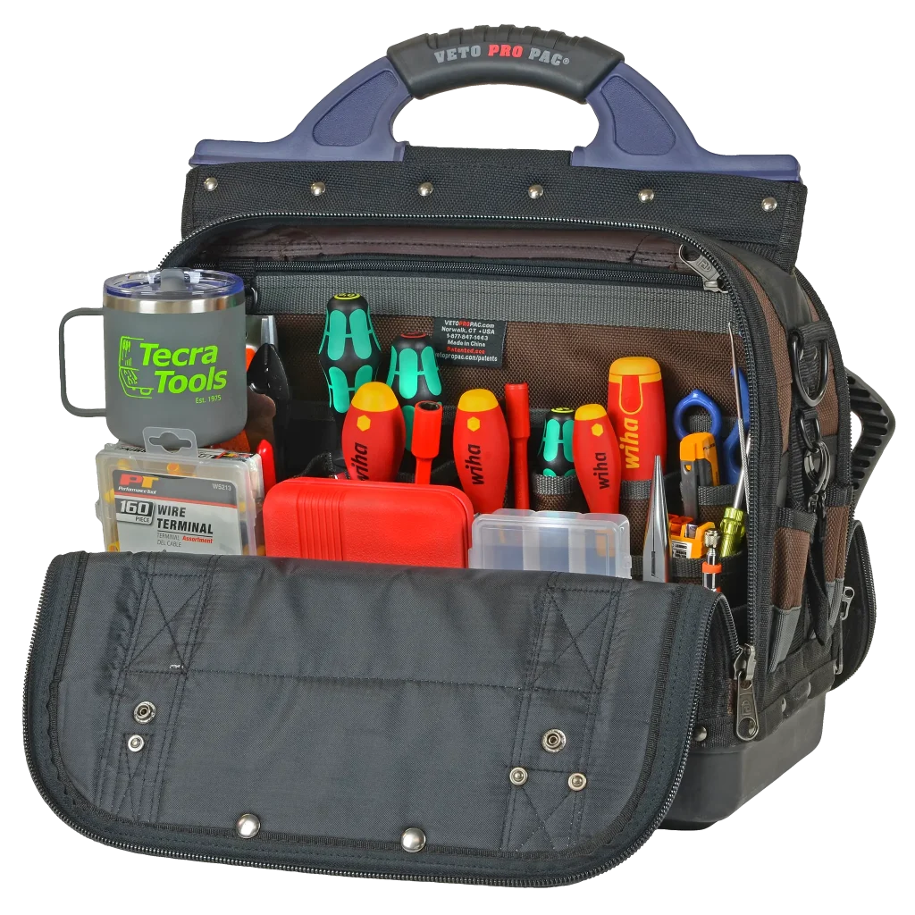Pro Electrician Tool Kit in Veto Pro Pac XL Tool Bag - Tecratools