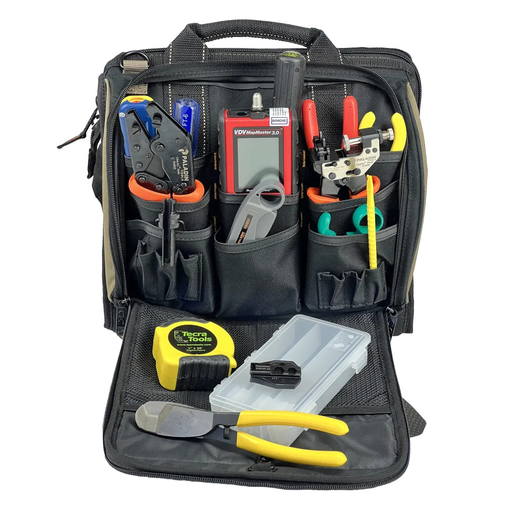 Basic Audio/Video CATV Tool Kit in CLC 30-Pocket Tool Bag - Tecratools